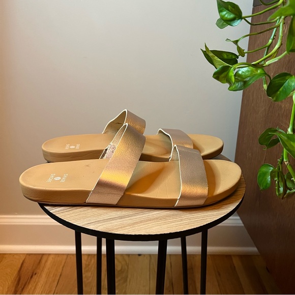 Shade & Shore | Shoes | Shade Shore Gold Two Strap Flat Sandals | Poshmark